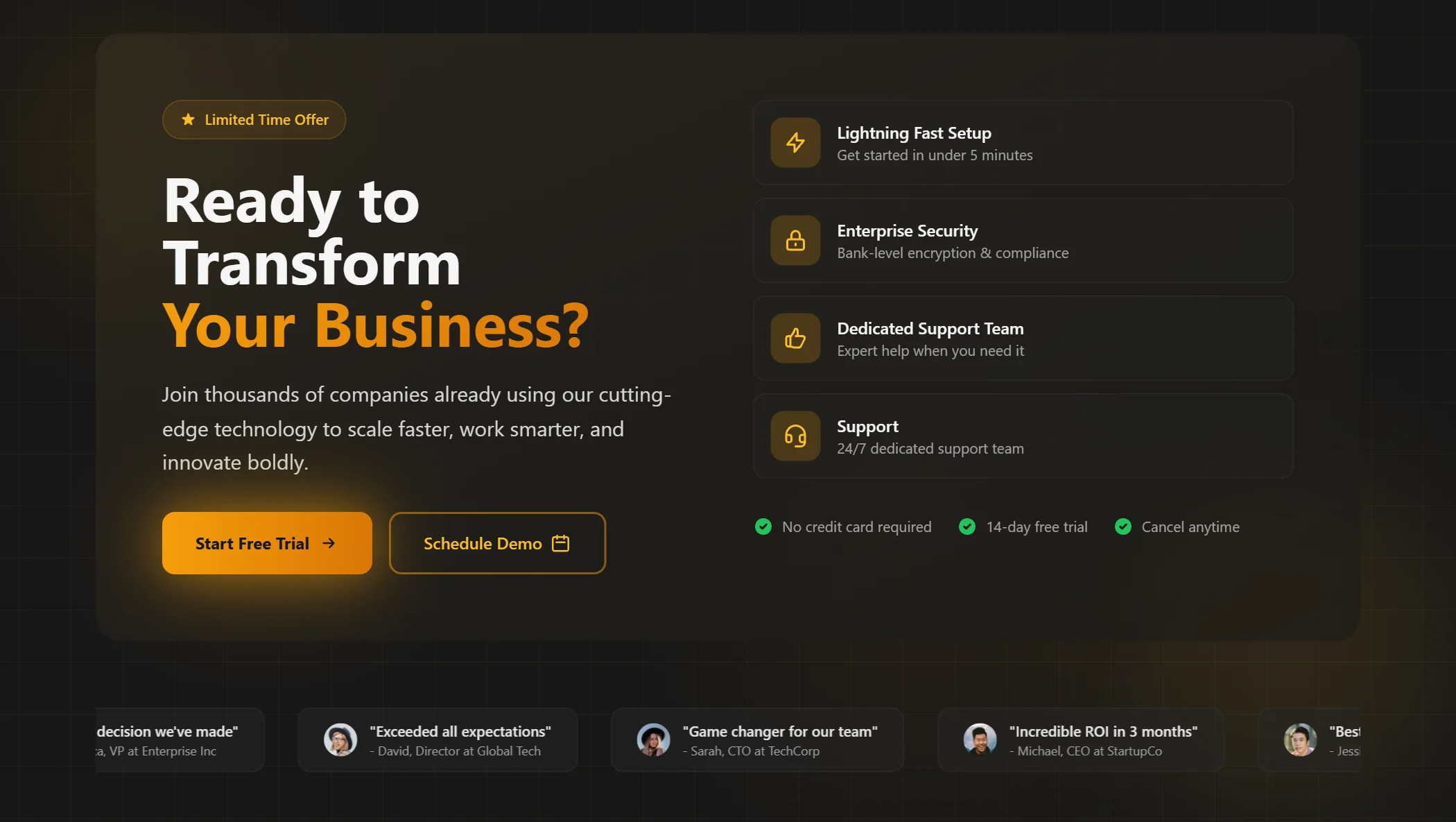 Cta Technology Modern Landing Page Component | LandingGo